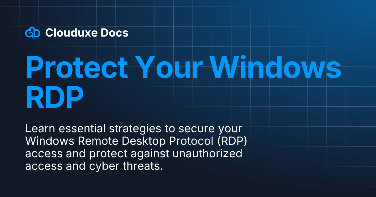 Protect Your Windows RDP | Clouduxe Docs
